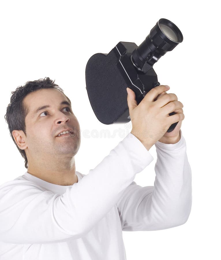 Cameraman Isolated on White Background Stock Image - Image of lens ...