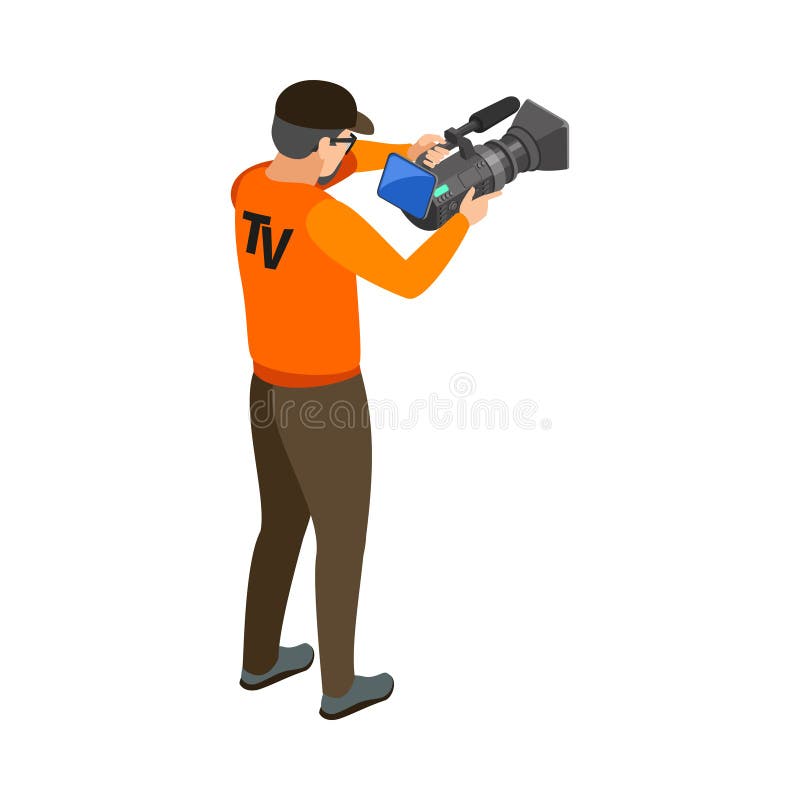 Isometric Cameraman Illustration Stock Vector - Illustration of studio ...