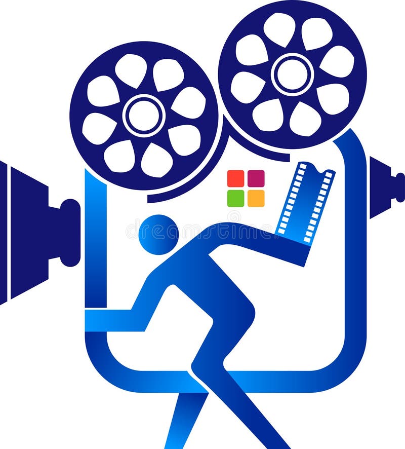 Cameraman logo stock vector. Illustration of clip, blue - 89585349