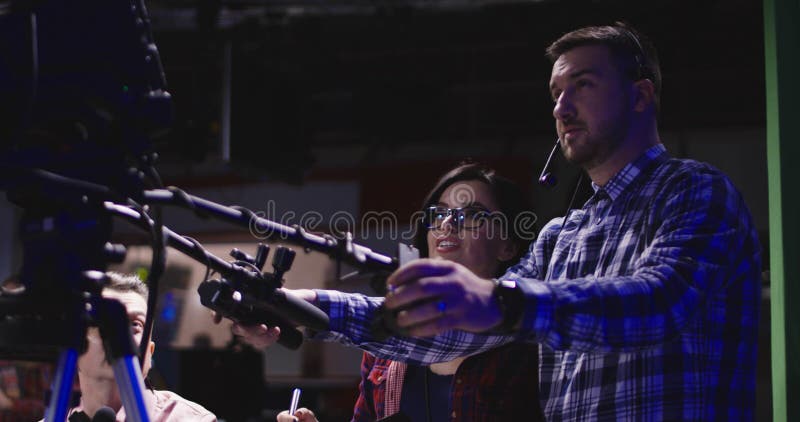 Cameraman in Process of Work in Studio Stock Image - Image of digital ...