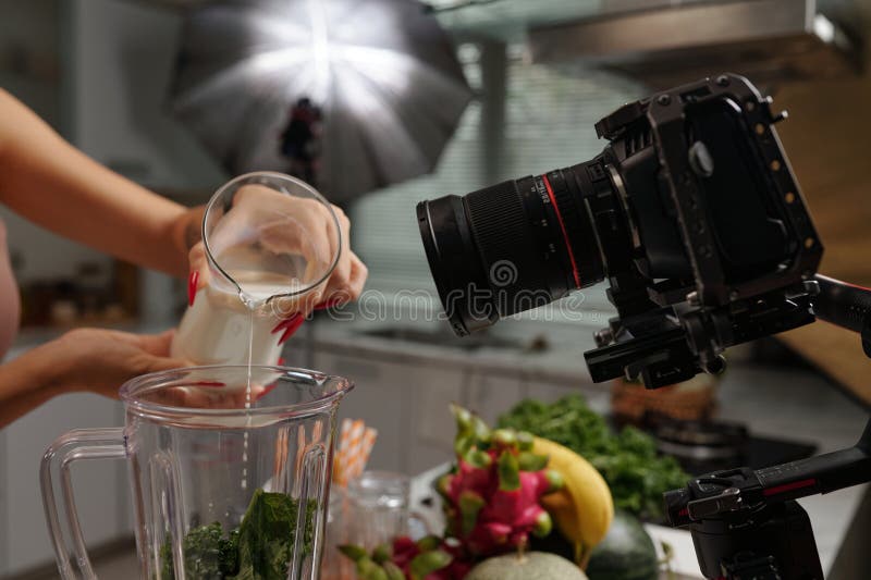 Cameraman Shooting Food Content in Studio Stock Image - Image of woman ...