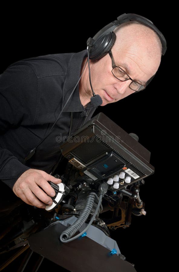 Cameraman Standing with a Camera on a Tripod Stock Image - Image of ...