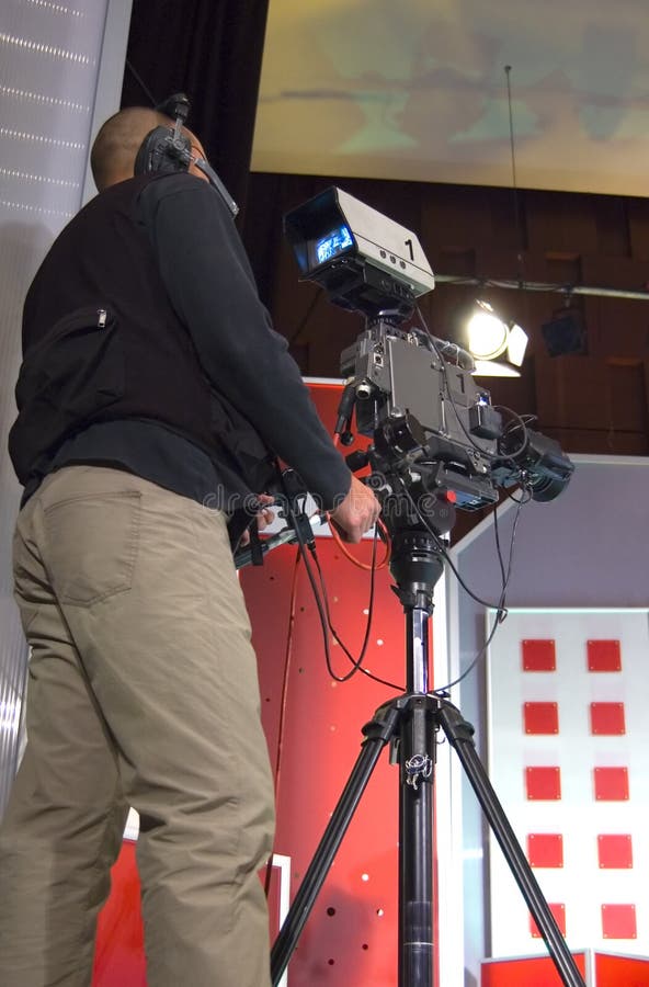 Cameraman in TV studio stock photo. Image of hand, event - 3168888