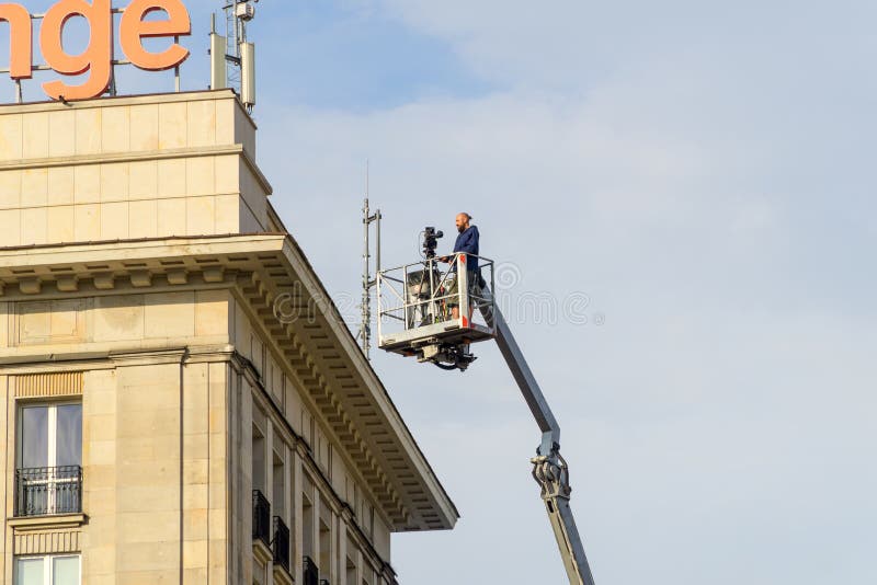Cameraman editorial photo. Image of city, blue, aerial - 72513371
