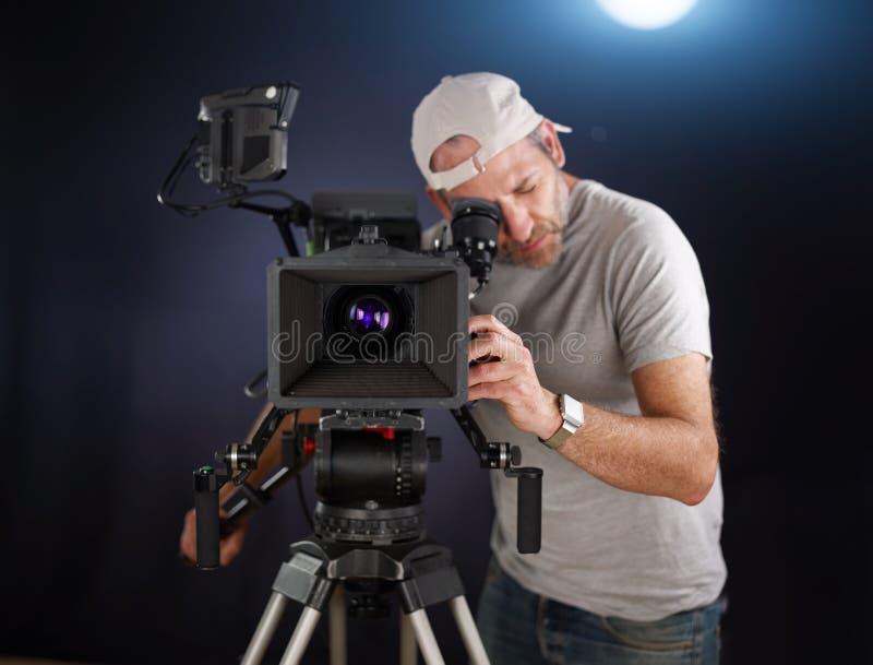 Cameraman Working with a Cinema Camera Stock Image - Image of ...