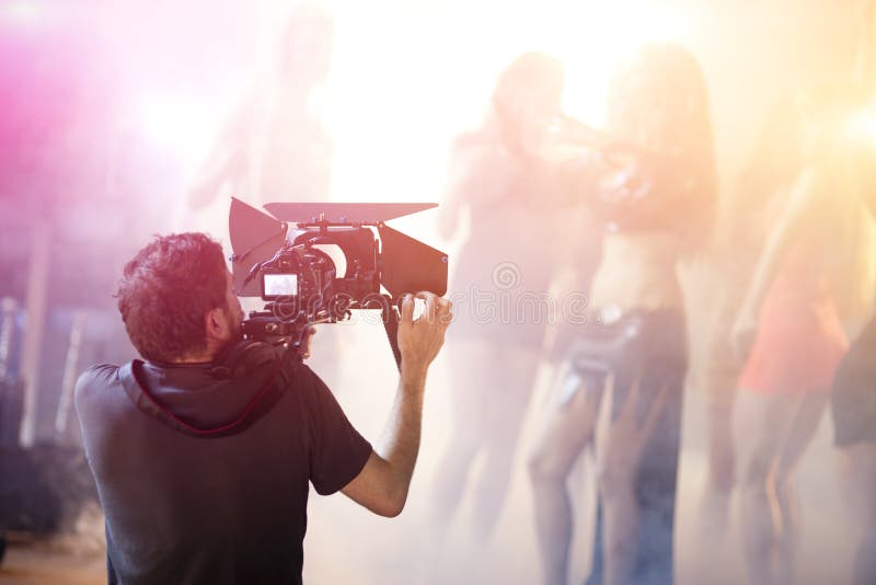 Cameraman Working with a Cinema Camera Stock Image - Image of ...