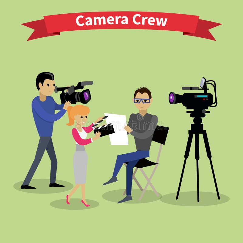 Cameraploeg Team People Group Flat Style Vector Illustratie ...