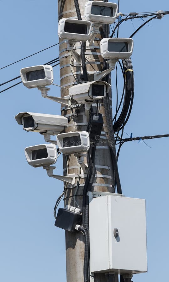 Cameras are Mounted on the Posts Stock Photo - Image of security ...