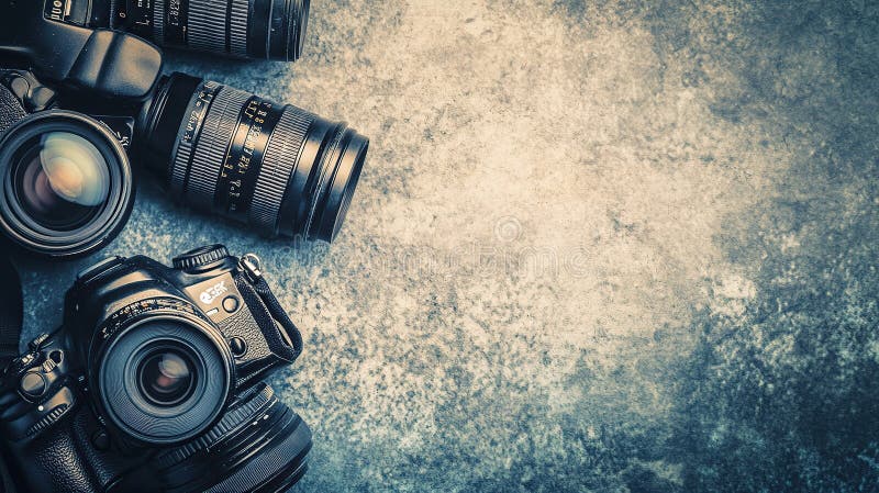 Cameras, Lenses, Textured Background, Studio, Photography Stock Image ...