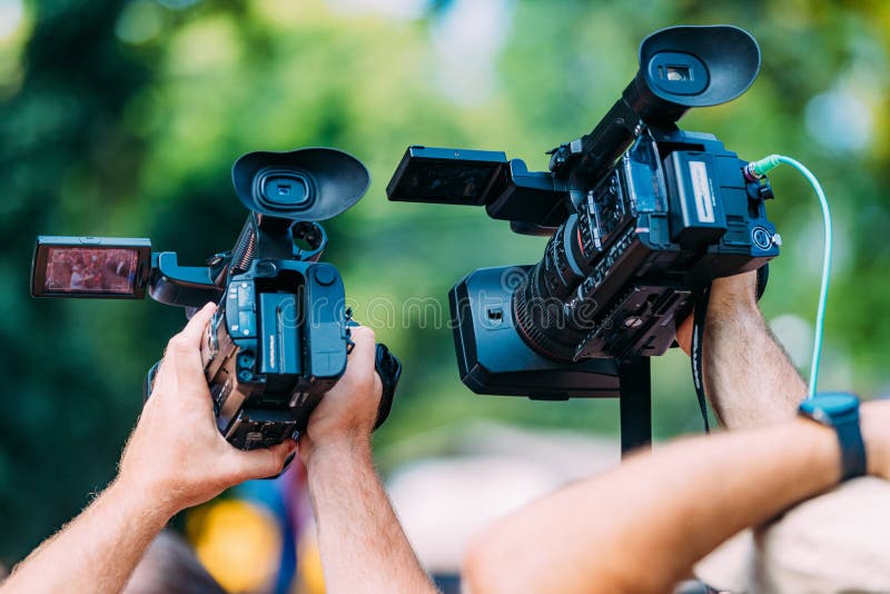 Cameras at a Media Conference Stock Photo - Image of journalist, public ...