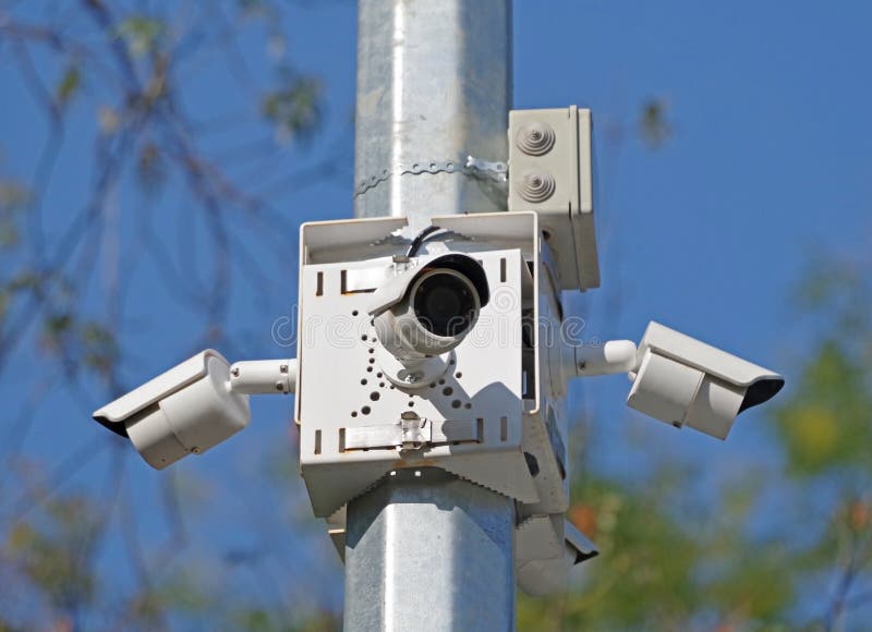 Cameras are Mounted on the Posts Stock Photo - Image of camera ...