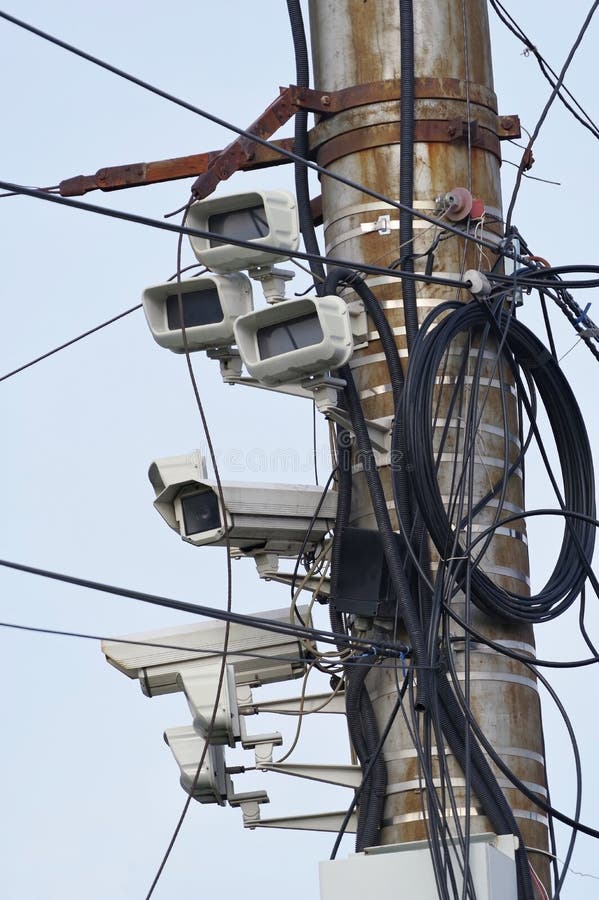 Cameras are Mounted on the Posts Stock Image - Image of safety ...