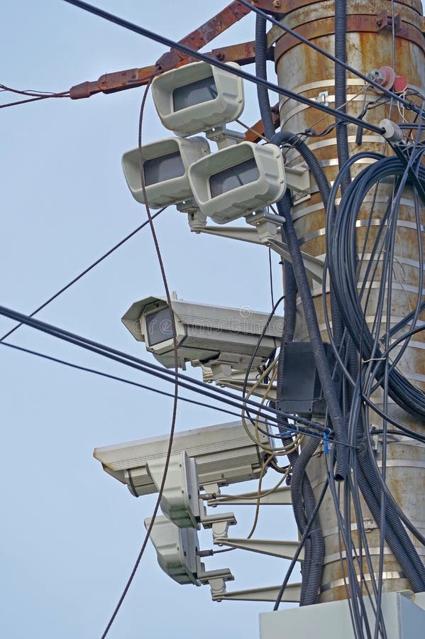Cameras are Mounted on the Posts Stock Image - Image of cameras, guard ...