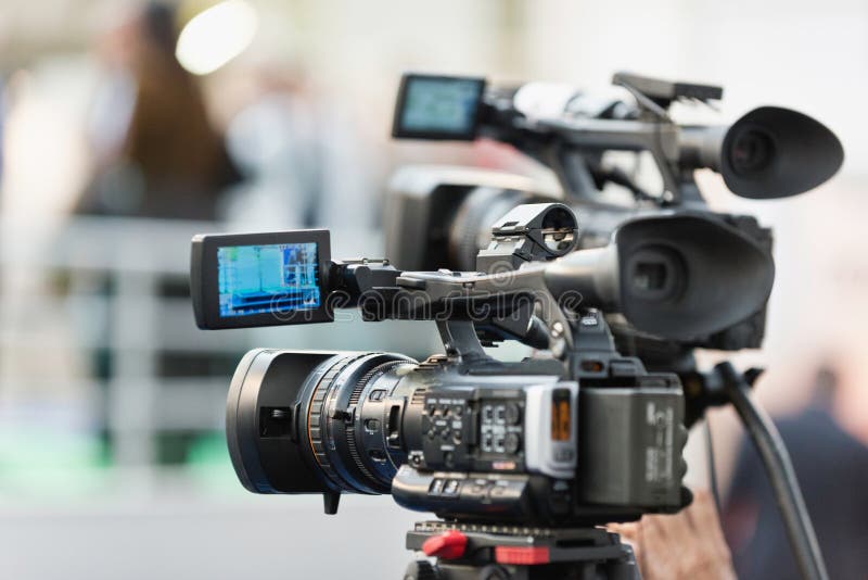 Cameras at Press Conference Stock Photo - Image of broadcasting, side ...