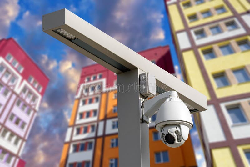 Cameras for the Safety and City Background Stock Photo - Image of ...