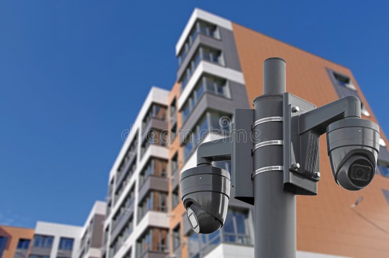 Cameras for the Safety and City Background Stock Photo - Image of ...
