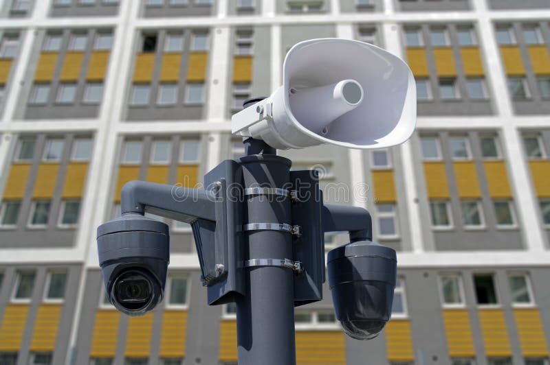 Cameras for the Safety and City Background Stock Image - Image of ...