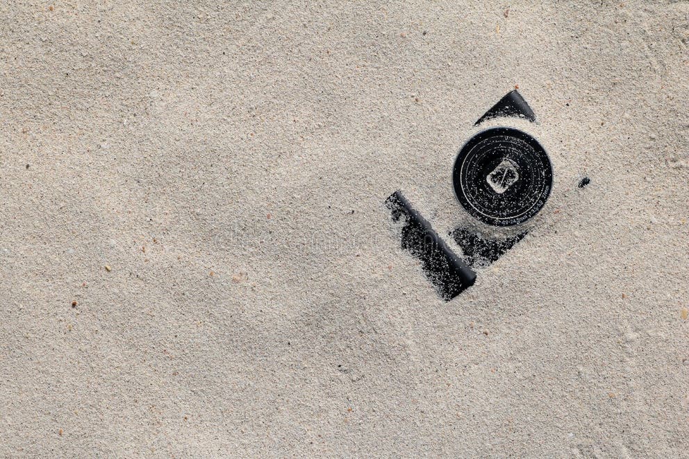 Cameras in the sand. stock photo. Image of drop, broken - 79413450