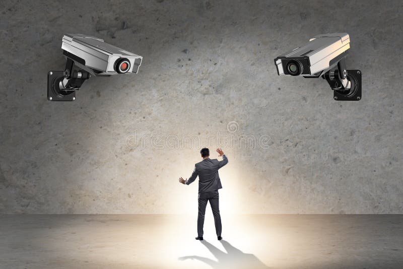 Cameras Wathing Man in Spying Concept Stock Photo - Image of digital ...