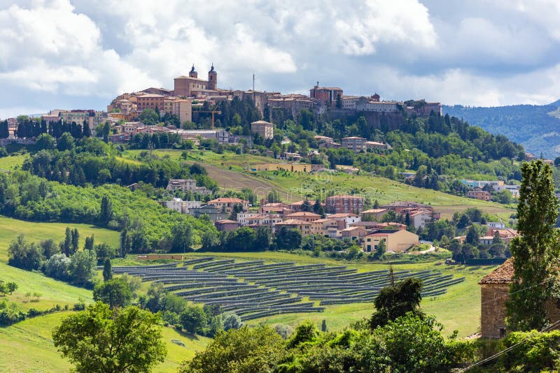 Camerino in Italy Marche Over Colourful Fields Stock Image - Image of ...