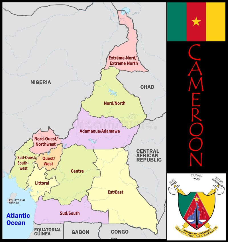 Cameroon Coat of Arms, Seal or National Emblem, Isolated on White ...