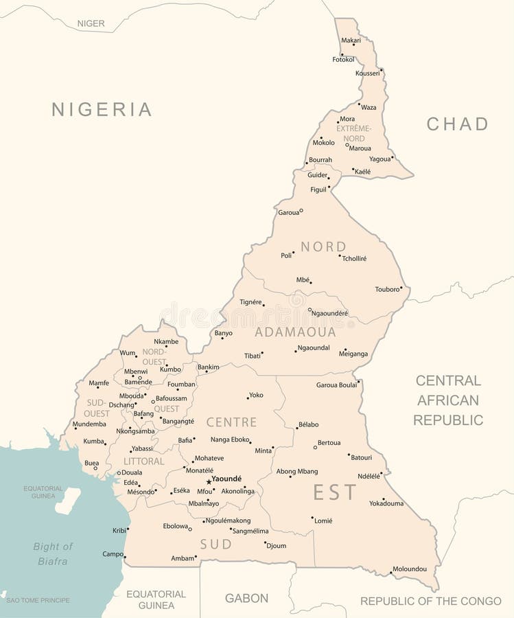 Cameroon - Detailed Map with Administrative Divisions Country Stock ...