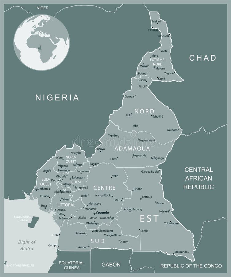 Cameroon - Detailed Map with Administrative Divisions Country. Vector ...