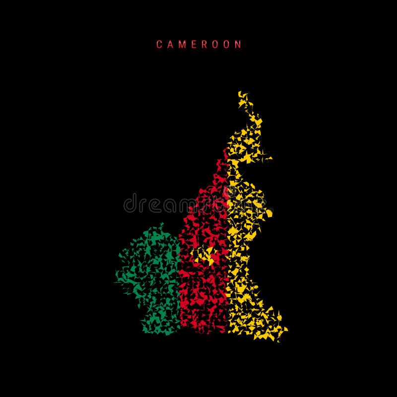 Cameroon Flag Map Chaotic Particles Pattern In The Cameroonian Flag