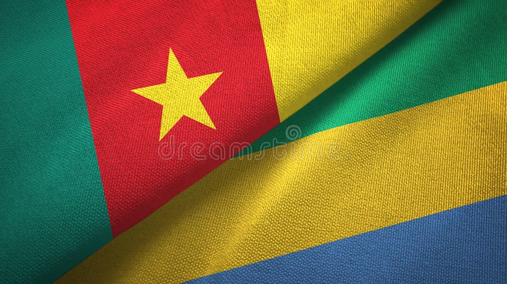 Cameroon and Gabon Two Flags Textile Cloth, Fabric Texture Stock ...