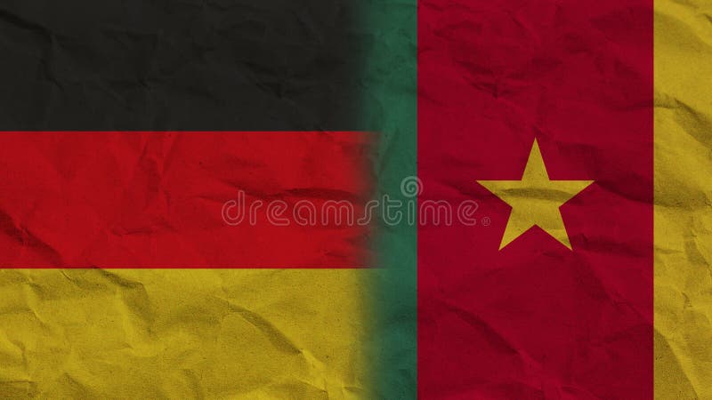 Cameroon and Germany Flags Crossed and Waving Flat Style. Official ...