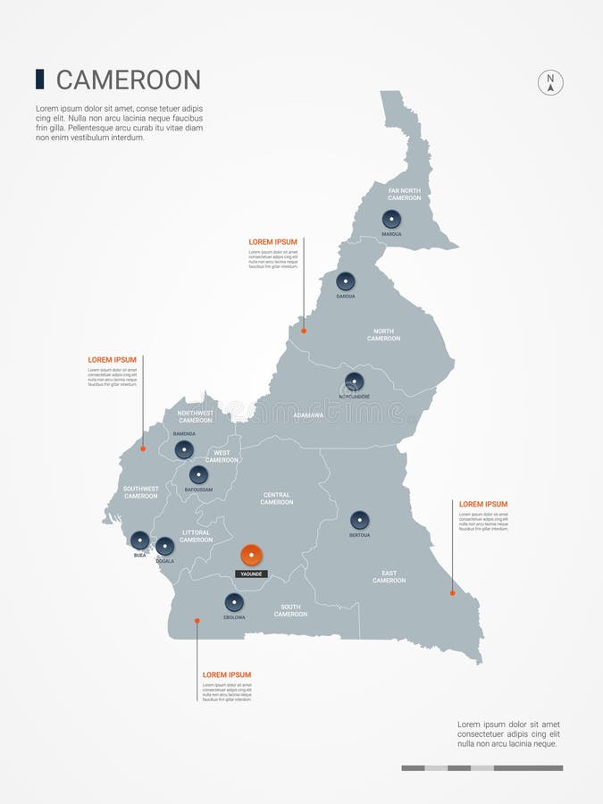 Cameroon vector map stock vector. Illustration of atlas - 131625506