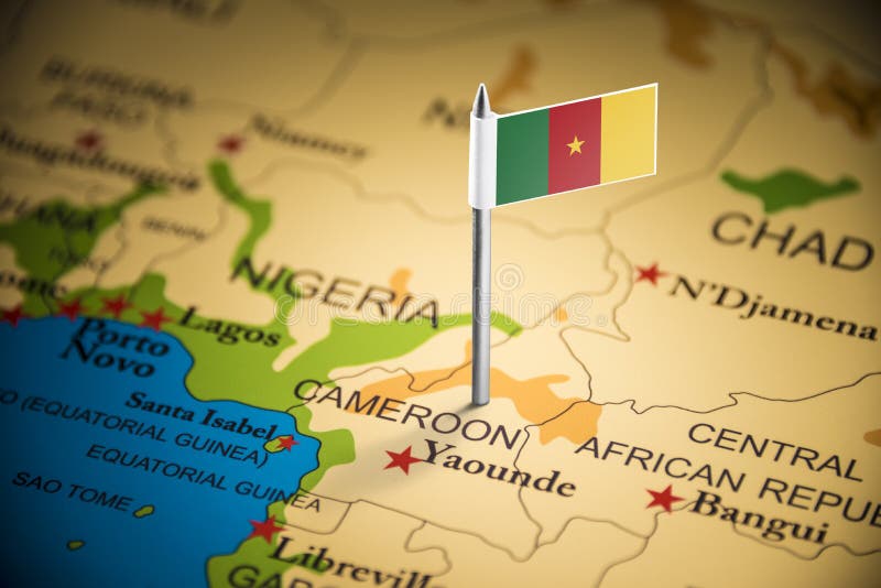 Cameroon Marked with a Flag on the Map Stock Image - Image of ...