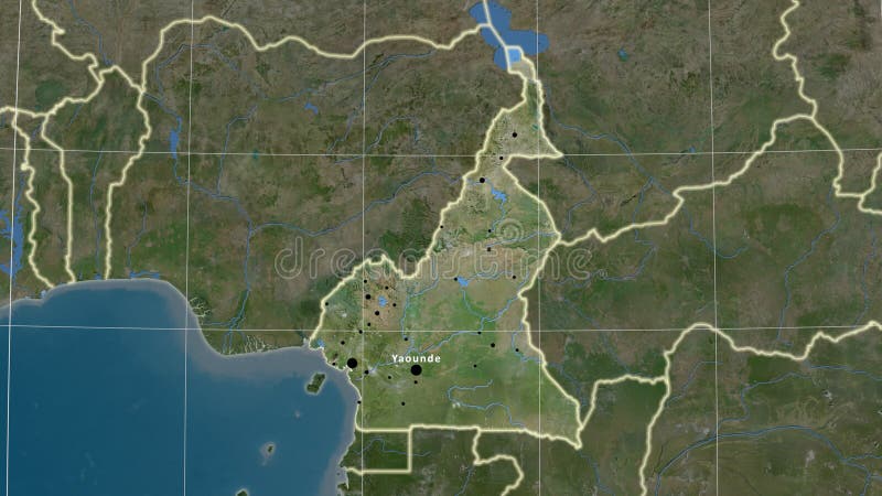 Cameroon - Satellite. Composition, Borders Stock Illustration - Illustration of shoreline ...