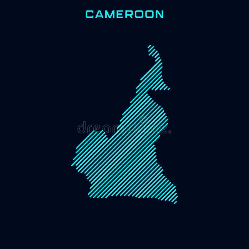 Cameroon Striped Map Vector Design Template with Blue Background. Stock ...