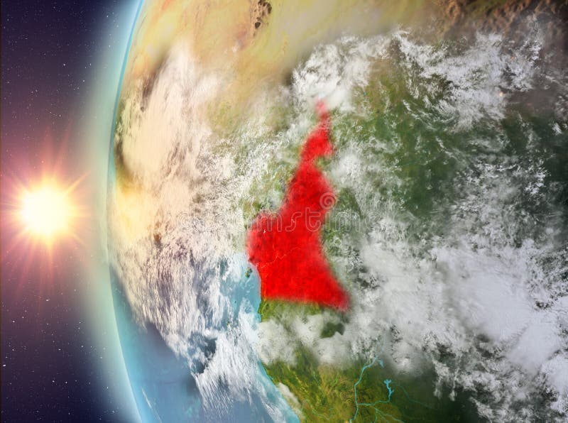 Cameroon during Sunset from Space Stock Illustration - Illustration of ...