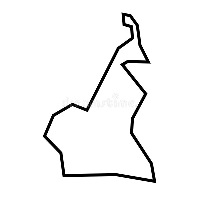 Cameroon Vector Country Map Thick Outline Icon Stock Vector