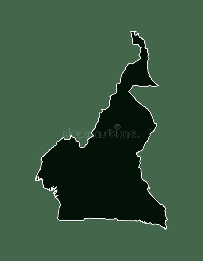 Cameroon Vector Map with Single Border Using Dark Green Color on Light ...