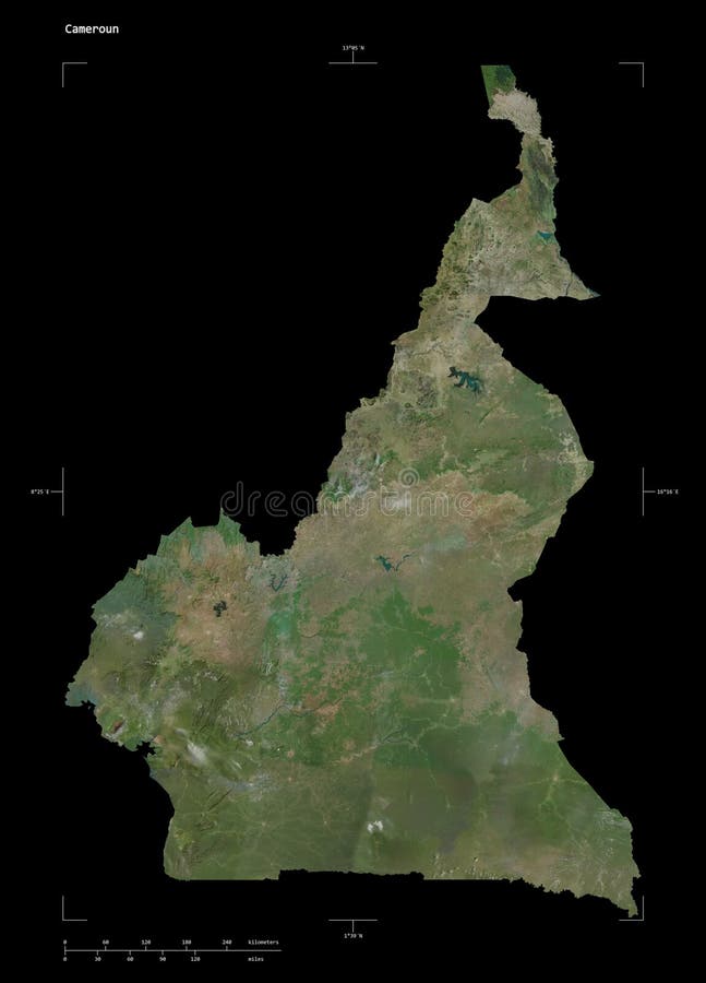 Cameroun Shape on Black. High-res Satellite Stock Illustration - Illustration of science ...