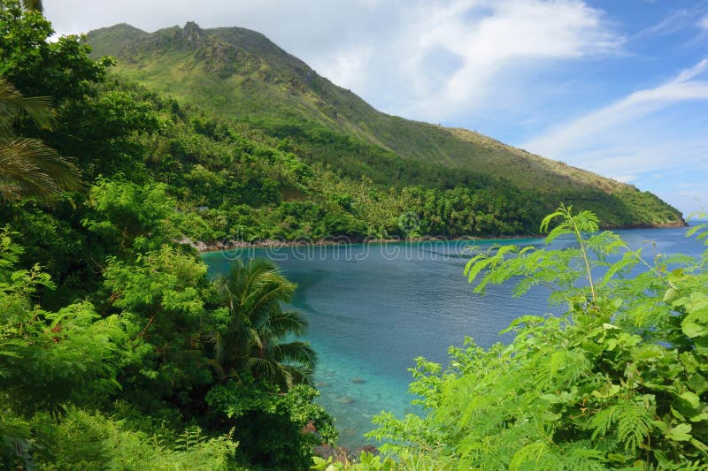 Camiguin Volcano with Paddy-field Stock Photo - Image of philipines ...