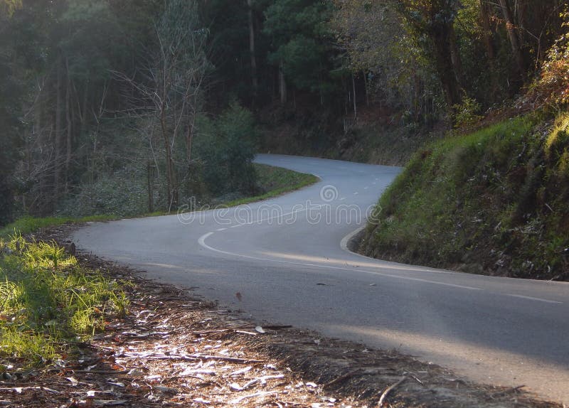 Camino con la curva en s imagen de archivo. Imagen de asfalto - 137269045