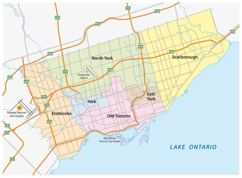 Camino De Toronto Y Mapa Administrativo Stock de ilustración ...