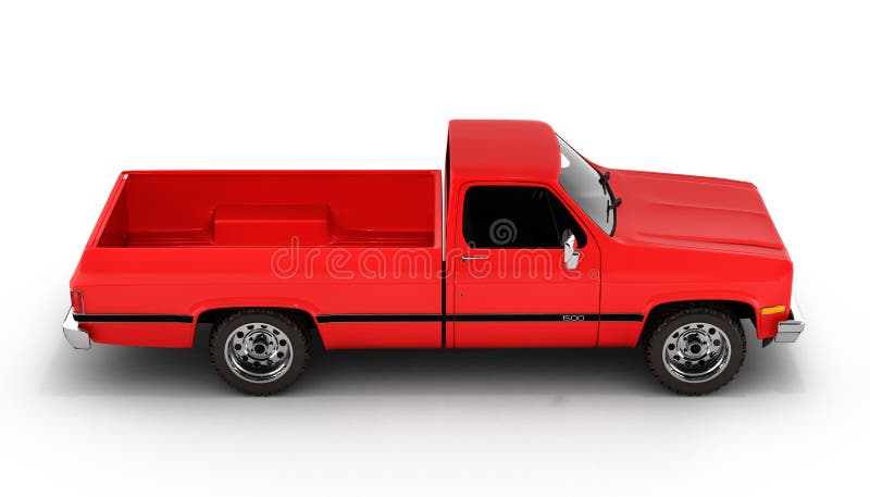 Camion Pick-up Rouge D'isolement Sur 3d Blanc Illustration Stock ...