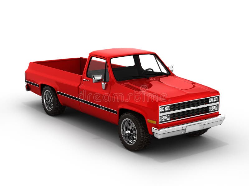 Camion Pick-up Rouge Sans Vue De Perspective D'ombre Sur 3d Blanc ...