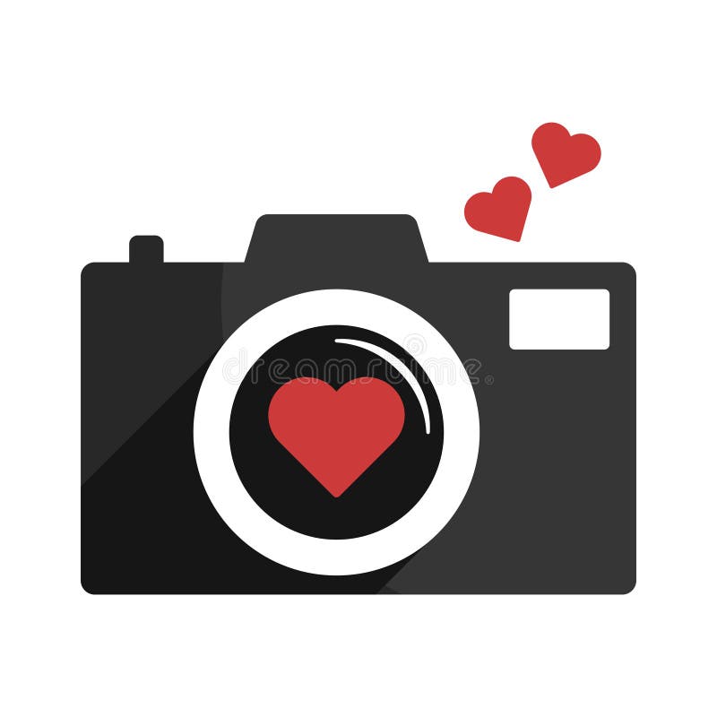 Camera and Heart Sign. Flat Style. Isolated Stock Vector - Illustration ...