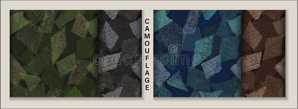 Camo Patterns with Scattered Tulle Pieces, Patches Stock Vector ...