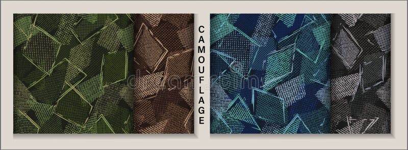Camo Patterns with Scattered Tulle Pieces, Patches Stock Illustration ...
