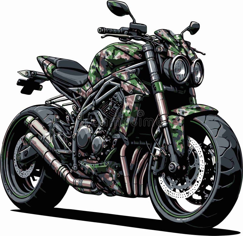 Camo Racing Motorcycle Double Headlamp Stock Vector - Illustration of ...