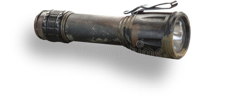 Camo Waterproof Tactical Flashlight with Drop Shadow Stock Photo ...