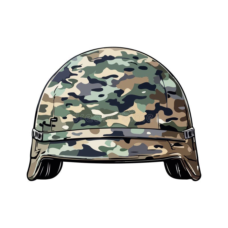 Camouflage Army Helmet Vector Drawing. Stock Vector - Illustration of ...