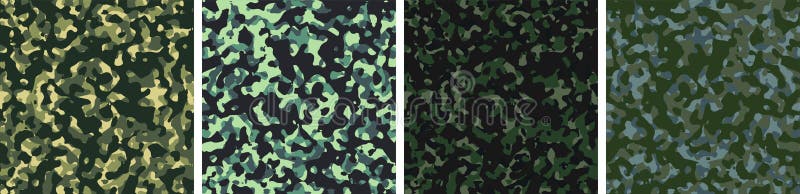 4 Camouflage Background Set Pattern Design Vector Illustration Army ...